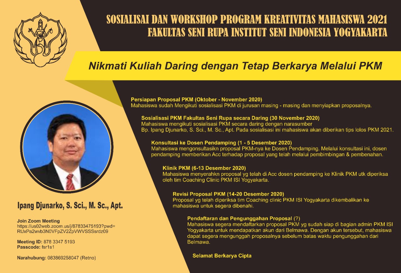 Sosialisasi dan Workshop Program Kreativitas Mahasiswa 2021 FSR ISI Yogyakarta – Fakultas Seni ...